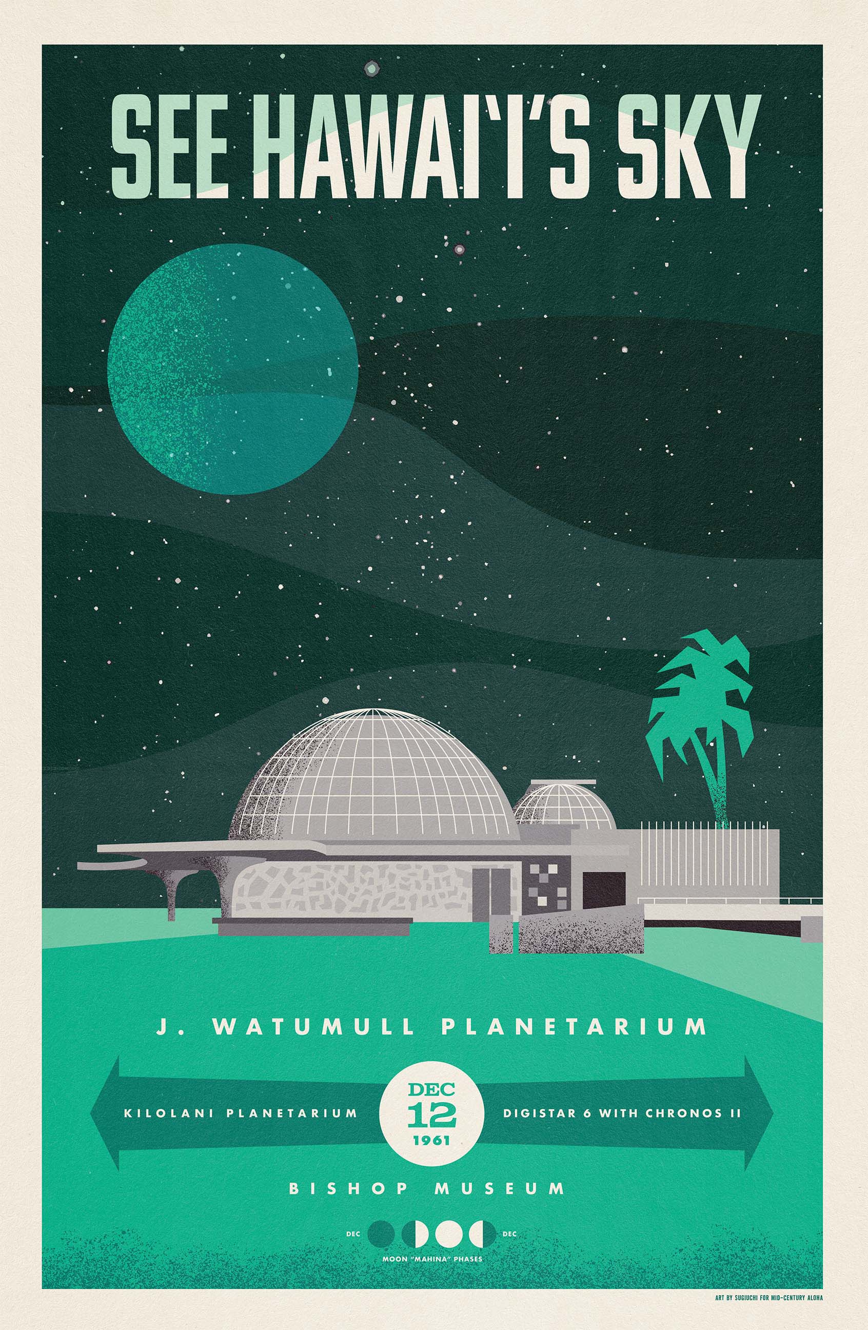 J. Watumull Planetarium poster by Mid-Century Aloha – Bishop Museum Press